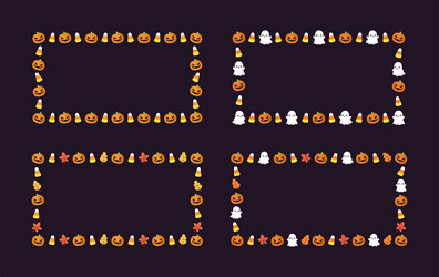 Cute rectangle halloween frame template set Vector Image