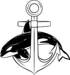 Orca underwater killer whale sign logo emblem Vector Image