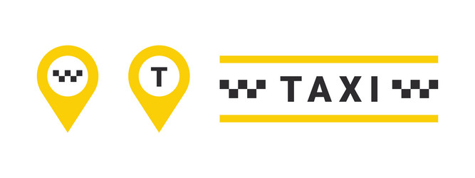 Yellow taxi service icons banner Royalty Free Vector Image