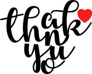 Thank you text with heart in flat style design Vector Image