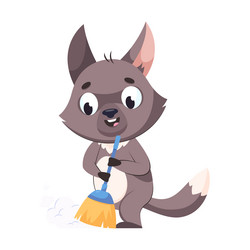 Focused wolf reading book cartoon Royalty Free Vector Image