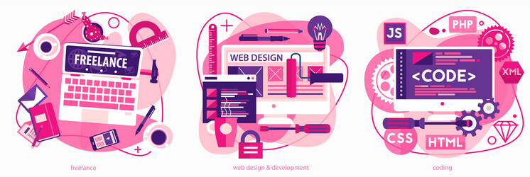 Coding Programming Scripting And Development Vector Image