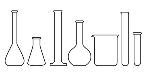 Laboratory glassware outline set chemical Vector Image