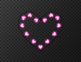Heart shaped lights on transparent background Vector Image