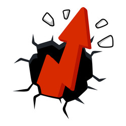 Red arrow break wall cracks and fragments Vector Image