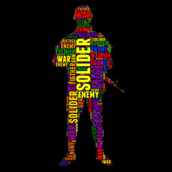 Soldiers typography word cloud colorful Royalty Free Vector