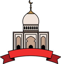 Taj mahal mosque building with ribbon Royalty Free Vector