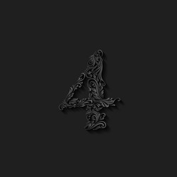 Decorated four digit on beige Royalty Free Vector Image