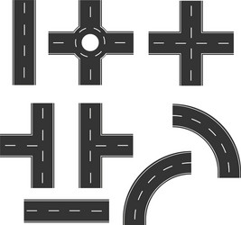 Top view road elements street junction and roads Vector Image