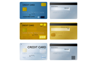 Set on the back of three types credit cards Vector Image