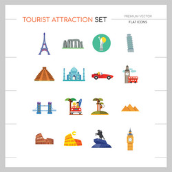 Tourist attraction icons set Royalty Free Vector Image