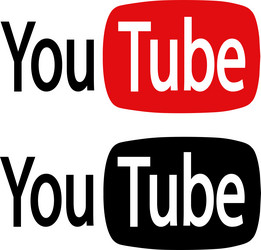 Youtube logo icon set flat or line Royalty Free Vector Image