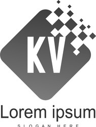 Initial kv logo template with modern frame Vector Image