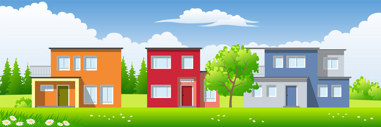 Three modern colorful houses Royalty Free Vector Image
