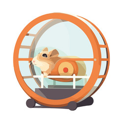 Cute cartoon hamster playing in wheel Royalty Free Vector