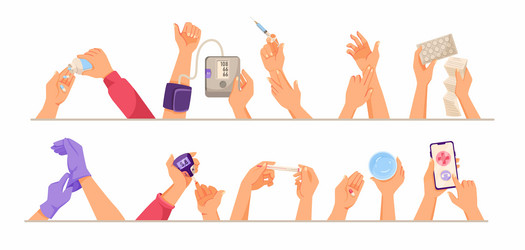 Human hand holding syringe medical tool Royalty Free Vector