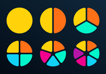 Diagram or pie chart set with 123456 sections Vector Image
