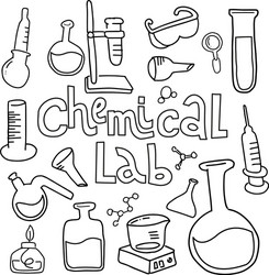 Set laboratory equipment in black and white Vector Image