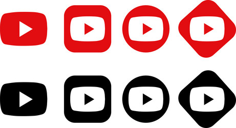 Youtube logo icon set flat or line Royalty Free Vector Image