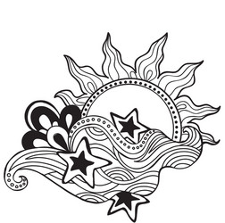 Sun and moon maori style tattoo Royalty Free Vector Image