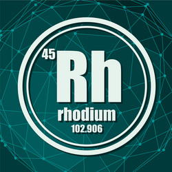 Rhodium rh periodic table element Royalty Free Vector Image
