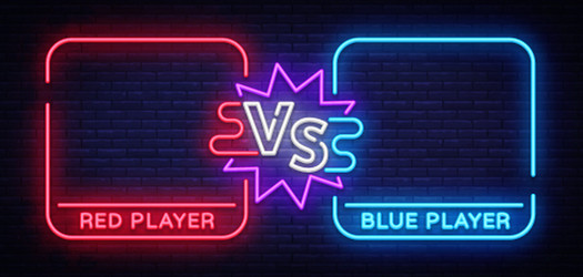 Versus screen with blue neon frames and vs letters