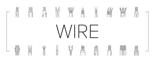 Wire cable technology connection icons set Vector Image