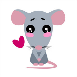 Cute rat cartoon hug character white Royalty Free Vector