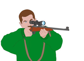 Cartoon of a hunter aiming rifle Royalty Free Vector Image