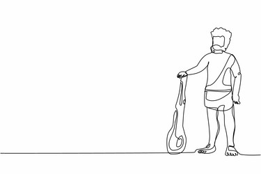 Single one line drawing primitive archaic man Vector Image