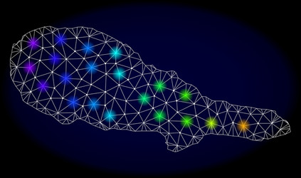 Polygonal network mesh map of pico island Vector Image