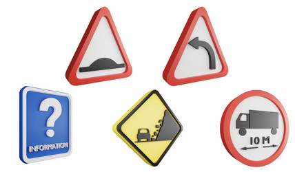 Road sign side view clipart element 3d render Vector Image