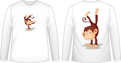 Grey long sleeve t-shirt front and back side Vector Image