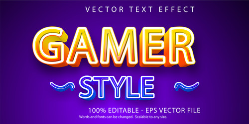 Funny gamer text editable font effect Royalty Free Vector