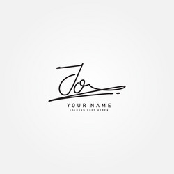 Jo initial logo in signature style Royalty Free Vector Image