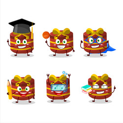 School student of brown round gift cartoon Vector Image