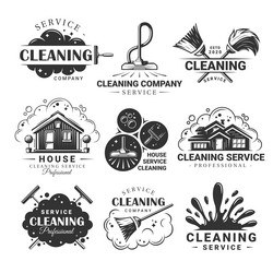 Set of retro carpet cleaning labels and emblems Vector Image