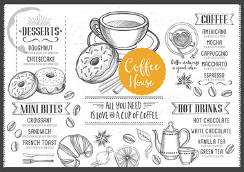 Menu for cafe Royalty Free Vector Image - VectorStock
