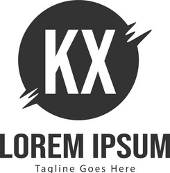 Initial kx logo template with modern frame Vector Image