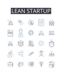 Lean startup line icons collection agile Vector Image