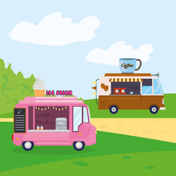 Food trucks at park Royalty Free Vector Image - VectorStock