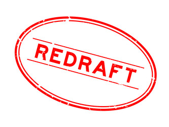 Grunge red redraft word square rubber seal stamp Vector Image