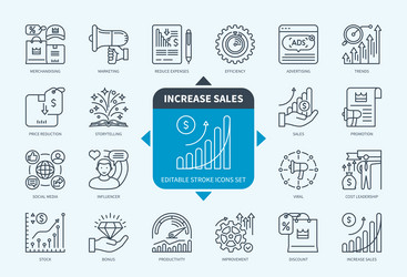 Increase sales solid icon set Royalty Free Vector Image