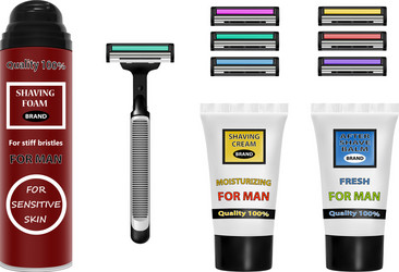 Shaving razors isolated color icon set Royalty Free Vector