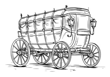 Stagecoach covered wagon sketch design Royalty Free Vector
