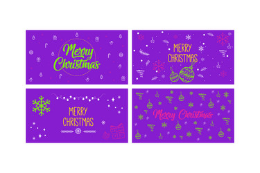 Purple christmas card set Royalty Free Vector Image