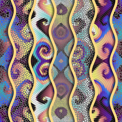 Relief waves of ornamental mosaic tile patterns Vector Image