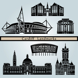 Cardiff wales city skyline with color buildings Vector Image