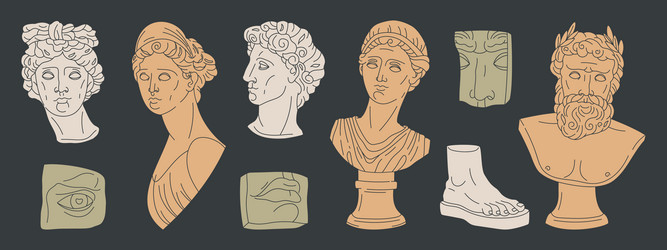 Greek marble sculptures antique god statues Vector Image