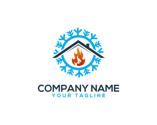 Heating and cooling service logo design Royalty Free Vector